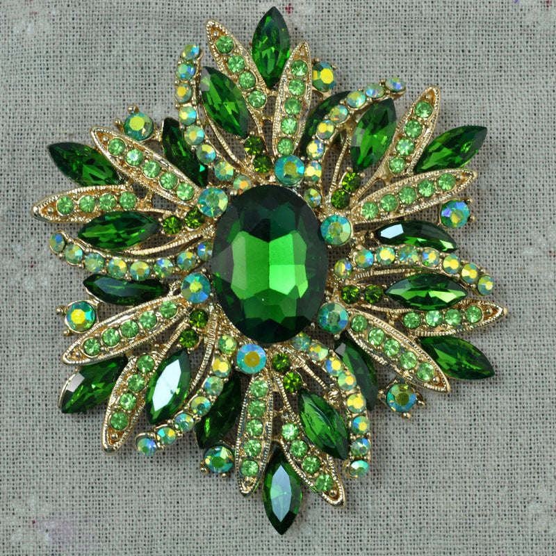 Flower Design Multicolor Gemstone Brooch Clothes Accessories Corsage ...