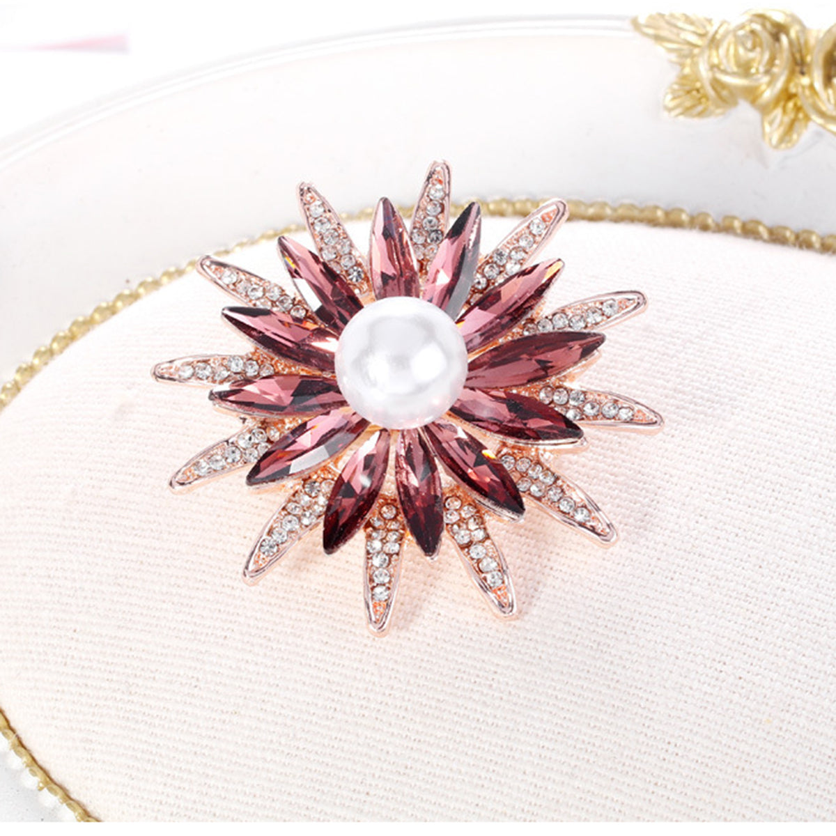 Clear Rhinestone Crystal Flower Brooches Pins DIY Wedding Bouquet Broo ...